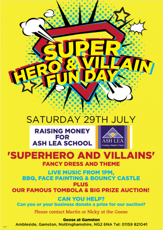 Superhero & Villain Fun Day - 29th July - Goose at Gamston - Ash Lea School